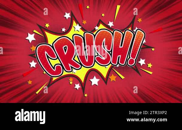 crush Word Retro Cartoon Comic Bubbles Popup Style Expressions Colored ...