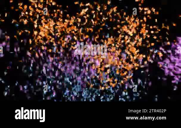 Blue gold and purple confetti explosion and fall down animation. Green screen footage Stock ...