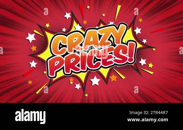 crazy Prices Word Retro Cartoon Comic Bubbles Popup Style Expressions ...