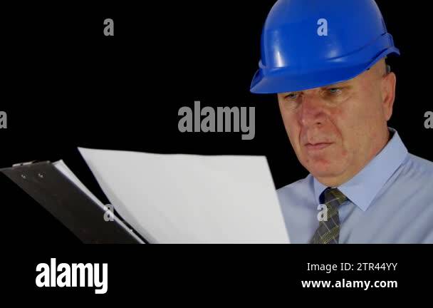 Engineer Check Clipboard Pages Reading Some Technical Documents (Ultra ...