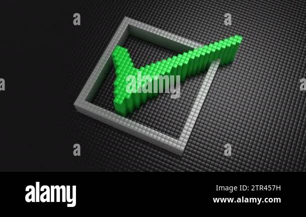 Boxes Formed A Check Mark. Black background, 4 in 1, created in 4K, 3d ...