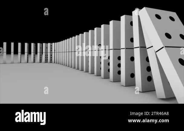 3D animation of dominoes falling down and effect another one in 4k ...
