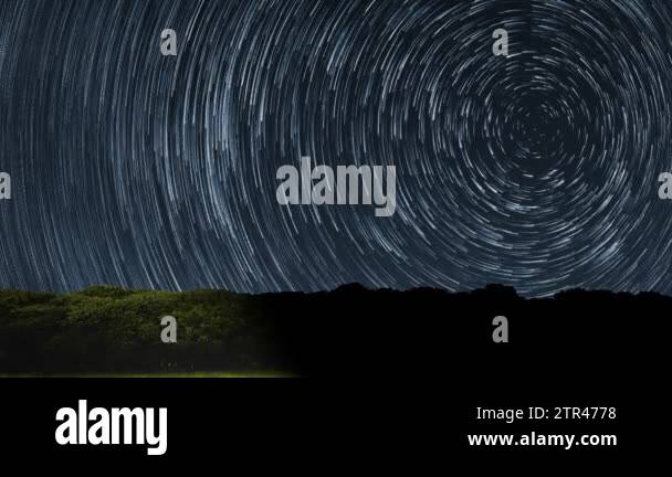 Star Trails Stunning Cosmos Polaris North Star at center as earth ...