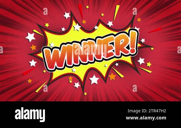 Winner Word Retro Cartoon Comic Bubbles Popup Style Expressions Colored ...