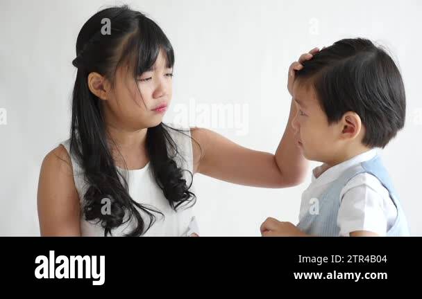Asian children crying on white background,slow motion Stock Video ...