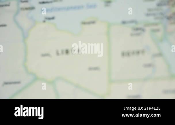 Libya on a political map of the world. Video defocuses showing and ...