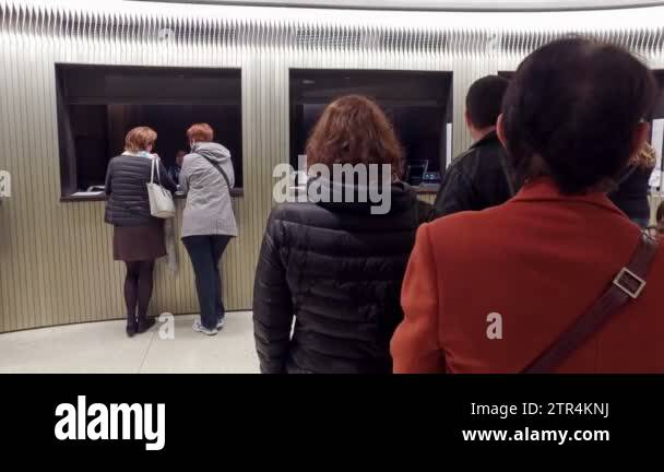FRANCE, PARIS - circa JUN, 2017: Tourists paying for entrance at ticket ...