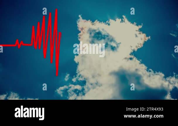 Heart Beat in shape of heart. Seamless loop blue background EKG ...