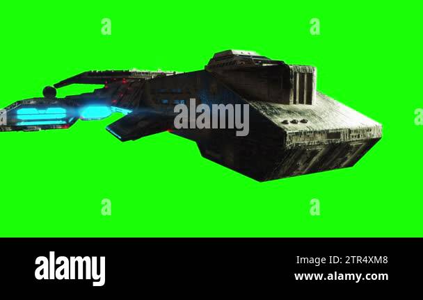 Futuristic space ship. realistic metal surface ship, displacement and ...