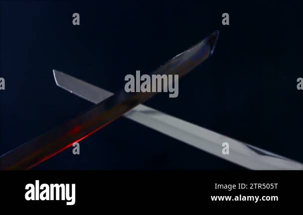 Two Japanese katana sword. Blade close-up Stock Video Footage - Alamy