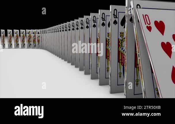 3D animation of Playing cards falling down and effect another one like ...