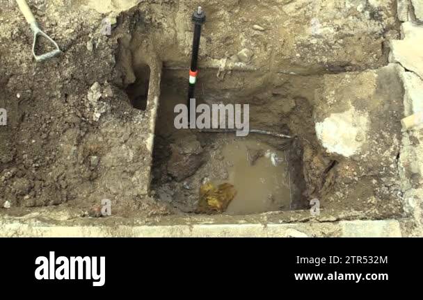 Newly installed water connection to a family house with a water ...