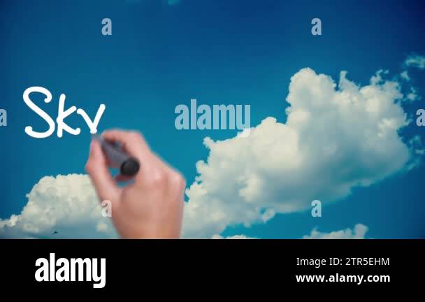 Sky Is The Limit sign with clouds and sky. Man Hand writing . Amazing ...