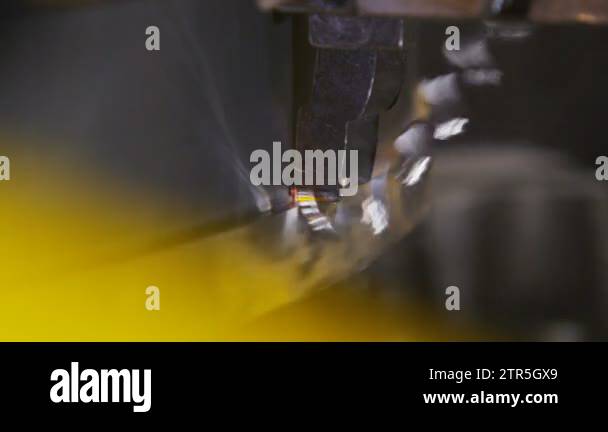 milling machine processes metal chips come out Stock Video Footage - Alamy