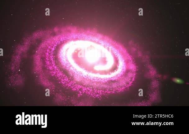 3D animation of pink galaxy and nebula with shining star light and ...