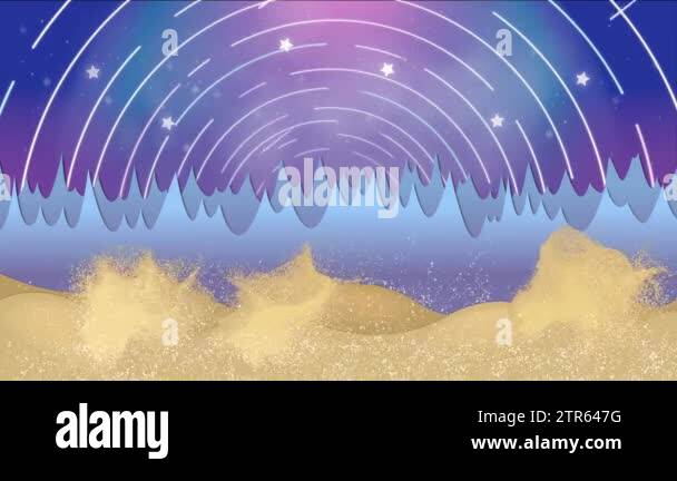 Animation desert sand storm cyclone in fantasy rocky mountain landscape ...
