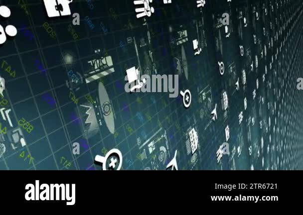 office - Grid of information - digital technology - numbers shifting ...