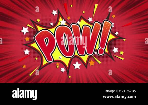 pow Word Retro Cartoon Comic Bubbles Popup Style Expressions Colored ...