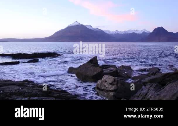 Evening in Elgol bay on west coast of the Isle of Skye in Scotland ...