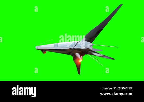 Sci fi fufturistic ship. Concept of future. Green screen. Realistic 4K ...