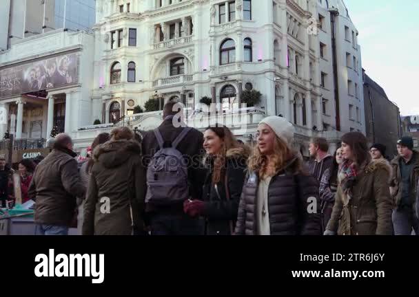 LONDON, ENGLAND - December 21: Centre London Cinema and Shopping Street ...