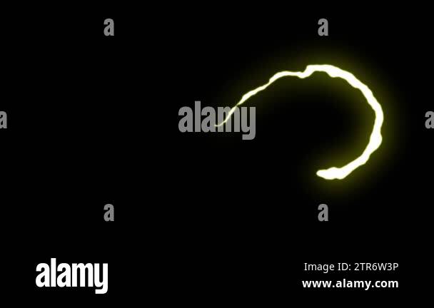 loopable YELLOW neon Lightning bolt infinity symbol shape flight on ...