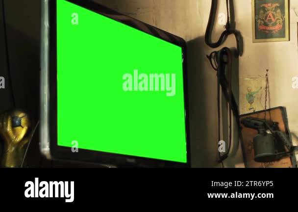 Green Screen Television in a Bar. Ready to replace green screen with ...