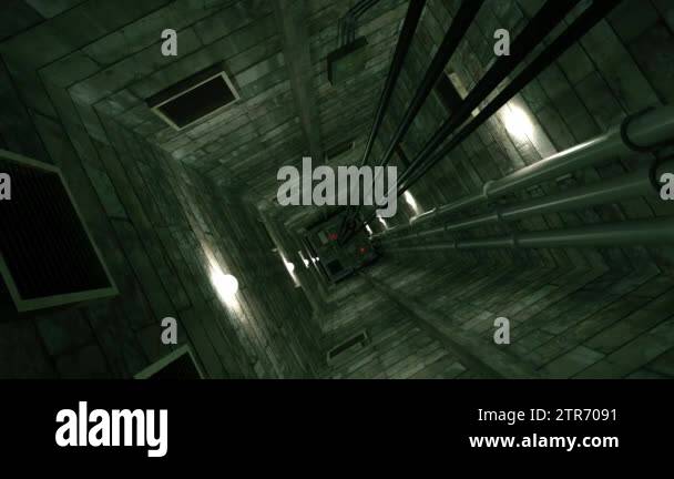 Elevator shaft lift shaft bunker vault safe nuclear machinery 4k Stock ...