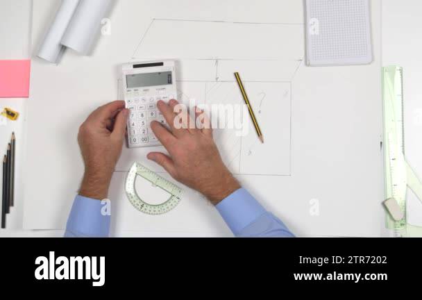 Top View Engineer Make Impatient Hand Gestures Calculate Using Adding ...