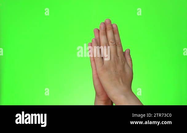 Pleading Hands. Two handed gestures. Chromakey. Green Screen. Isolated ...