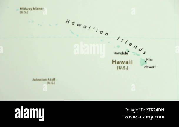 Hawaii on a political map of the world. Video defocuses showing and ...