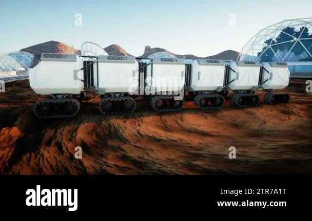 Mars expedition transport, mars rover. Base on alien planet. Realistic ...