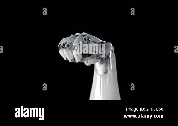 Robotic Hand on a Black Background. Beautiful 3d animation with a depth ...