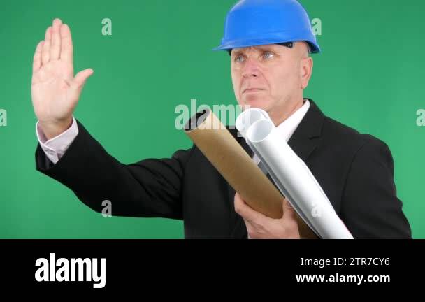 Engineer Make Stop Hand Gestures Warning No Access (Ultra High ...