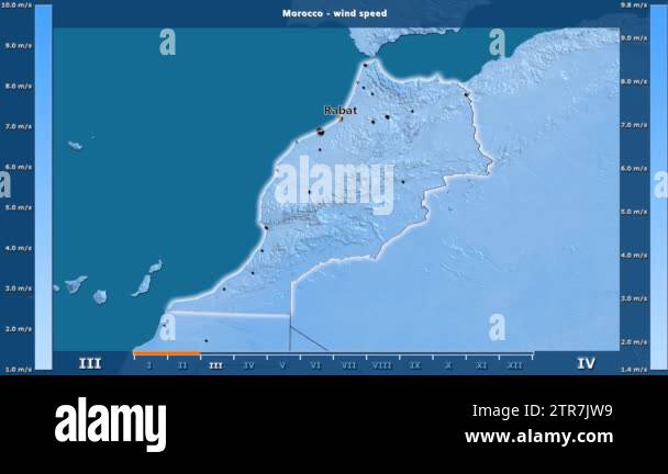 Wind speed by month in the Morocco area with animated legend - English ...