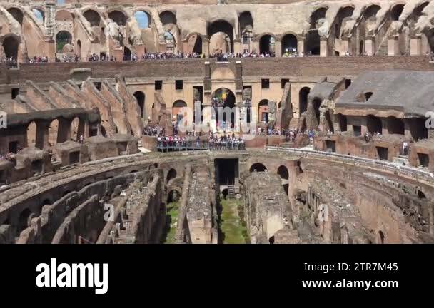 4K Italy, Rome, Colosseum. View of internal and external architectures ...