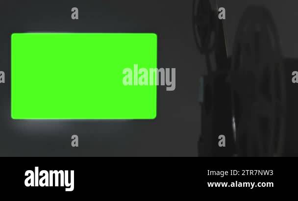 old movie film projector with 16 x 9 aspect ratio chroma key green ...