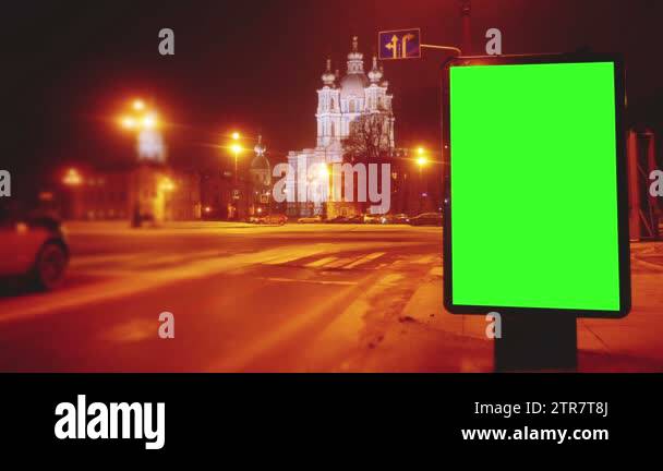 a Billboard With a Green Screen on a Streets Stock Video Footage - Alamy