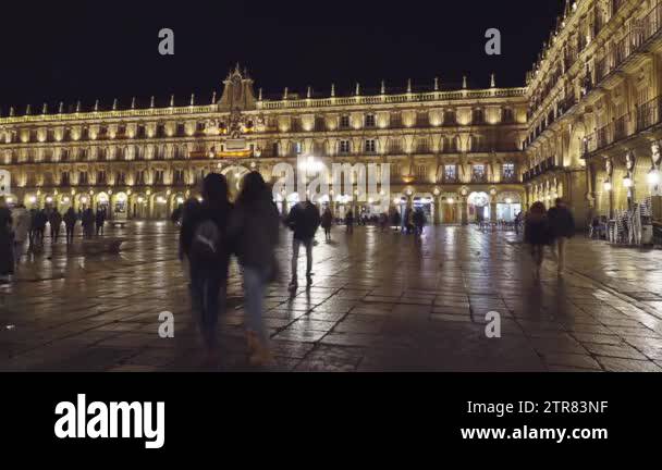 Plaza Mayor (Main Plaza) in Salamanca, Spain is large plaza located in ...