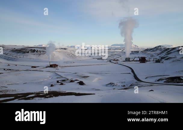 Krafla Power Plant geothermal power station in Iceland. Generation of ...