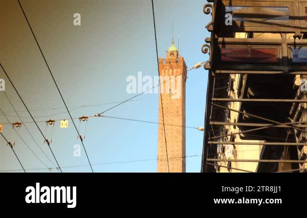 Bologna, Italy - circa 2018: Via Rizzoli street view with famous Two ...