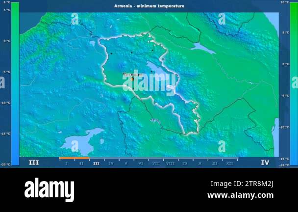 Minimum temperature by month in the Armenia area with animated legend ...