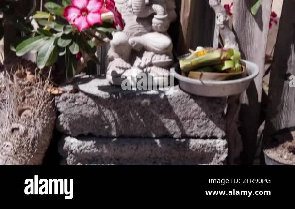 Hindu God Ganesha stone statue. Ganesha Idol. Tropical island Lembongan ...