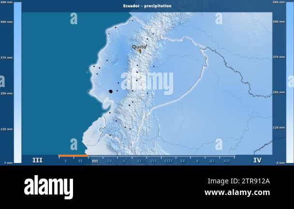 Precipitation by month in the Ecuador area with animated legend ...