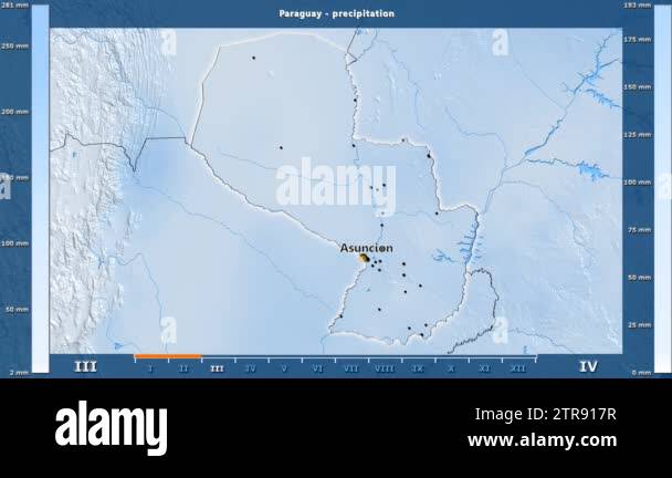 Precipitation by month in the Paraguay area with animated legend ...