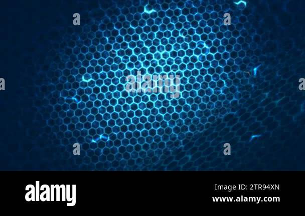 Honeycomb pattern with lighting effect over the dark background 4K 3840 ...
