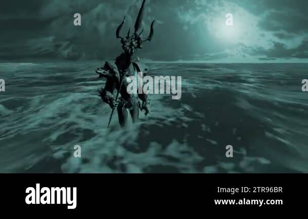 3d animation of Neptune (Poseidon) on the green screen in the see Stock ...