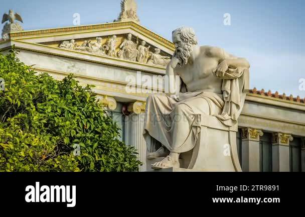 Marble Statue of the Great Greek Philosopher Socrates Stock Video ...