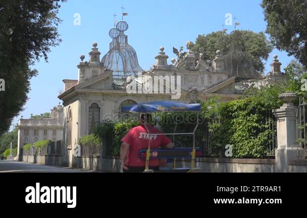 Villa Borghese, Rome, aviary mansion in city park Stock Video Footage ...