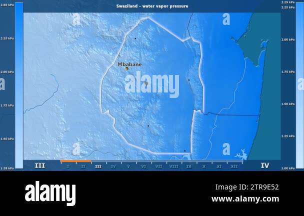 Water vapor pressure by month in the Swaziland area with animated ...